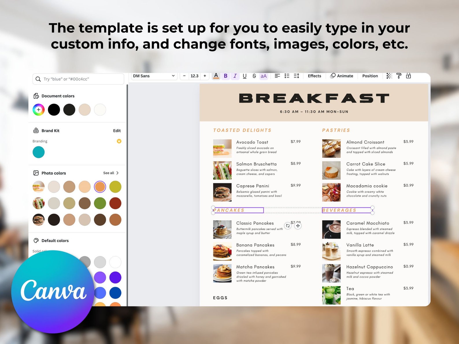 Simple Modern Restaurant Menu Canva Template | Clean Menu Design Canva ...
