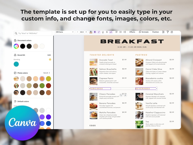 Simple Modern Restaurant Menu Canva Template | Clean Menu Design Canva Template | Editable ...