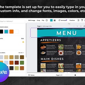 Modern Restaurant Menu Template Chalkboard Menu Canva Template Editable ...