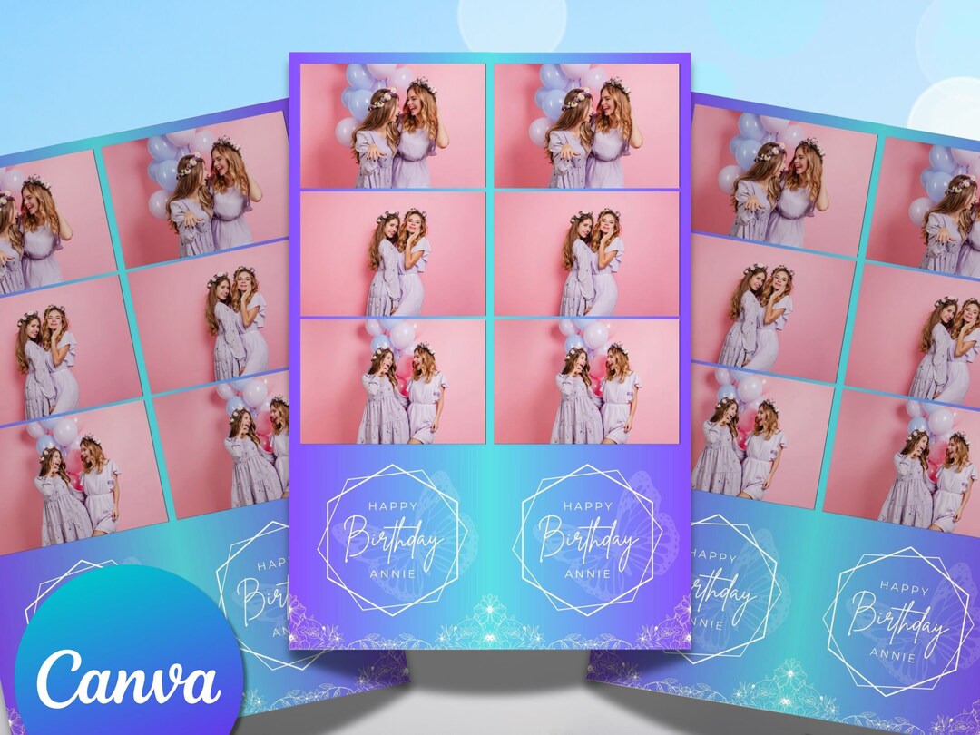 Colorful Floral Butterfly Photo Booth Print Template Customizable Photo ...