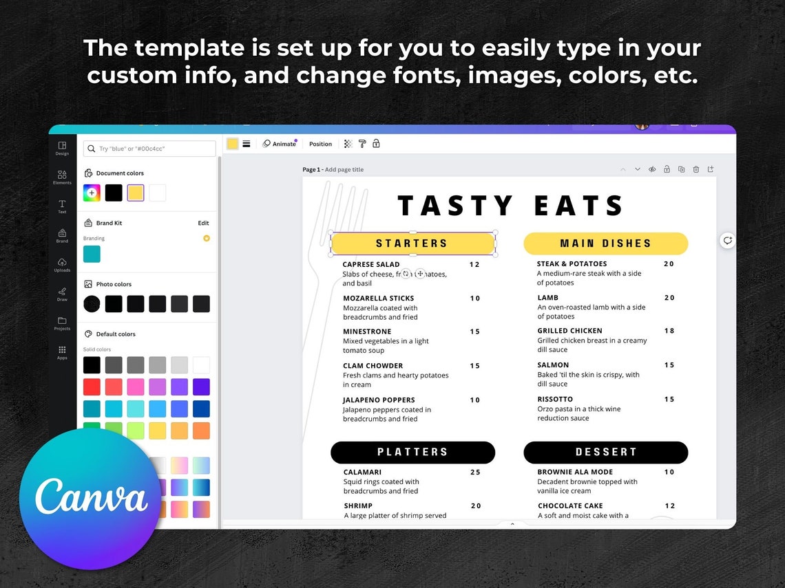 Simple Black & White Menu Template Minimal Menu Canva Template Editable Restaurant Cafe Menu ...