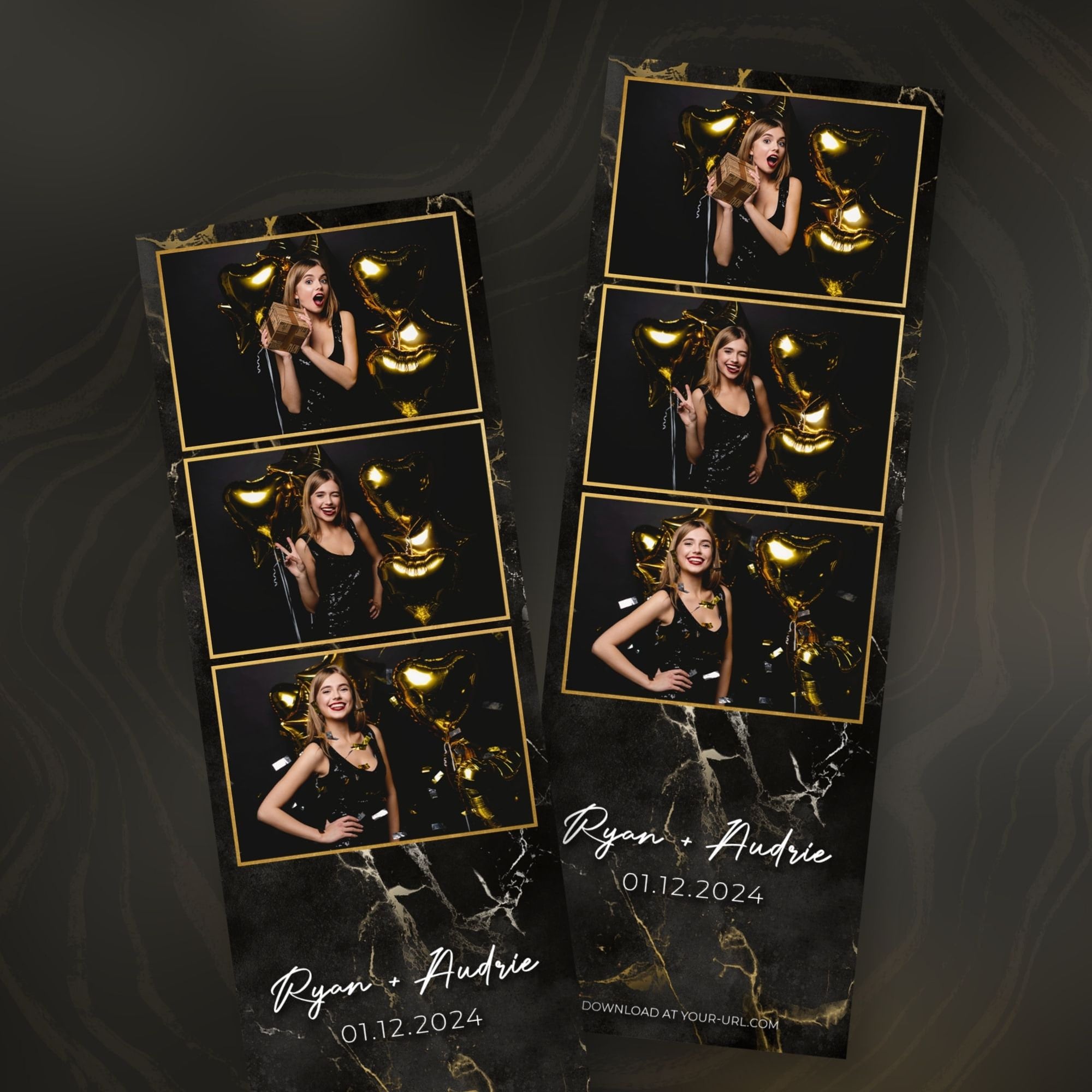 Black & Gold Marble Photobooth Print Template | Classy Black Gold ...