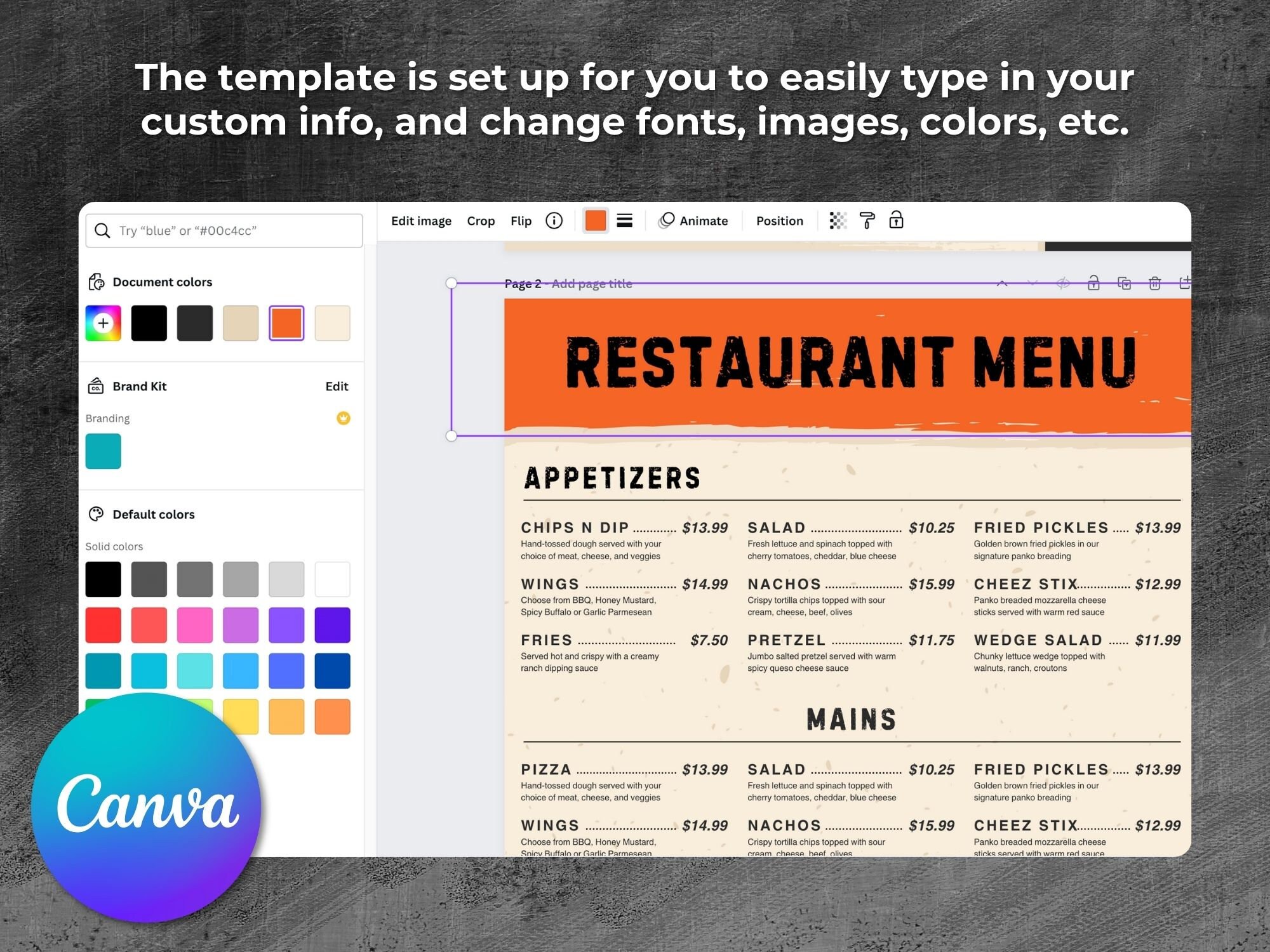 Modern Restaurant Menu Template | Trendy Menu Canva Template | Editable ...