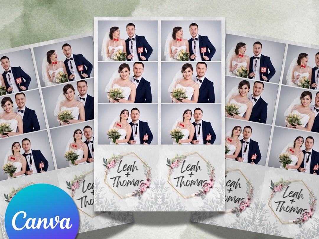 Cute Floral Photo Booth Print Template Customizable Classy Wedding ...