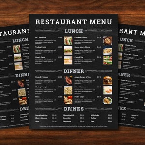 Modern Restaurant Menu Template | Chalkboard Menu Canva Template ...