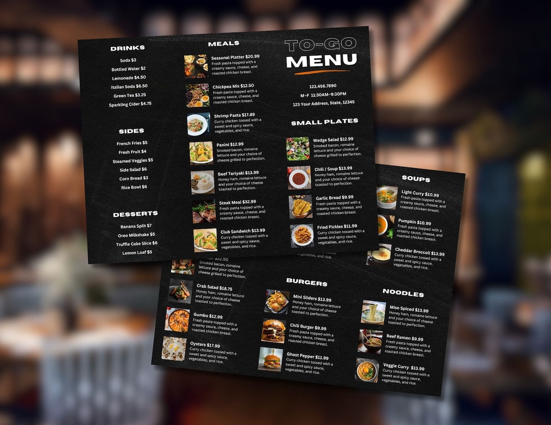 Modern Takeout Menu Canva Template | Restaurant Menu Tri-fold Brochure ...