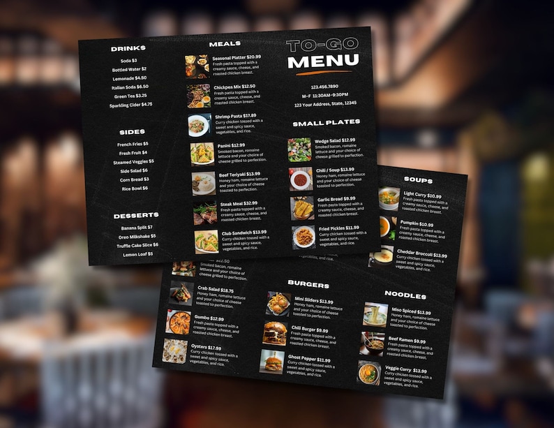 Modern Takeout Menu Canva Template | Restaurant Menu Tri-fold Brochure ...