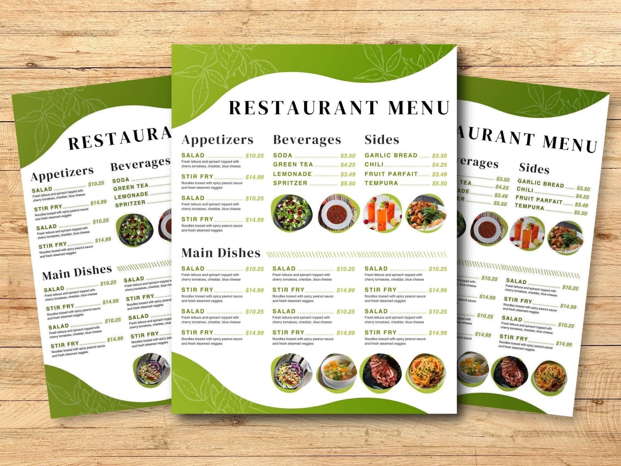 Fresh Clean Restaurant Menu Template Healthy Green Menu Canva Template ...