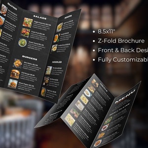 Modern Takeout Menu Canva Template | Restaurant Menu Tri-fold Brochure ...
