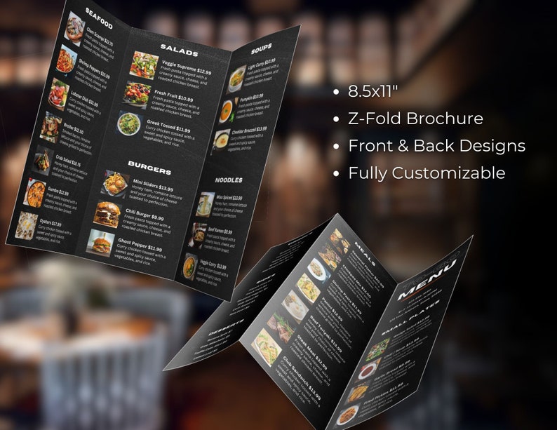 Modern Takeout Menu Canva Template | Restaurant Menu Tri-fold Brochure ...
