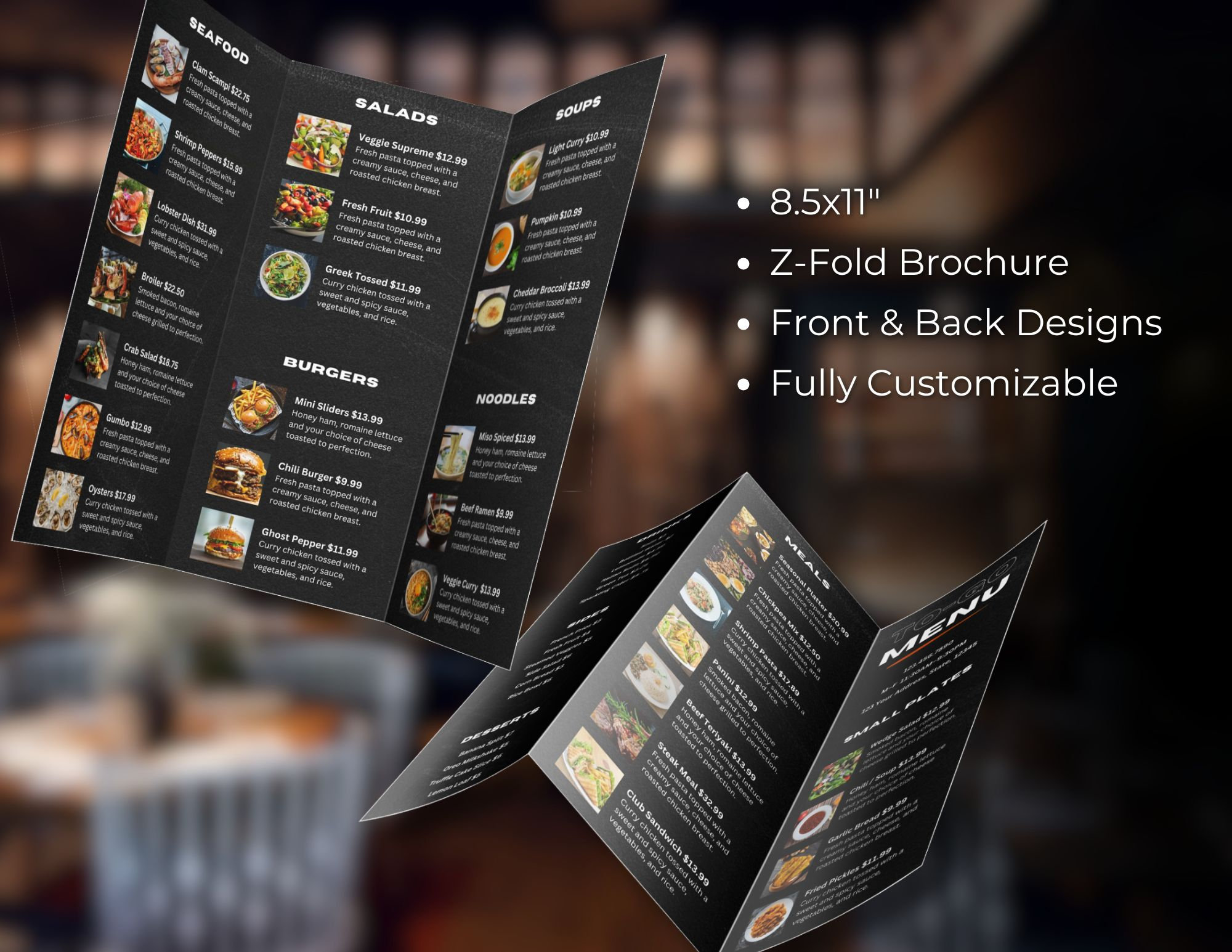 Modern Takeout Menu Canva Template | Restaurant Menu Tri-fold Brochure ...