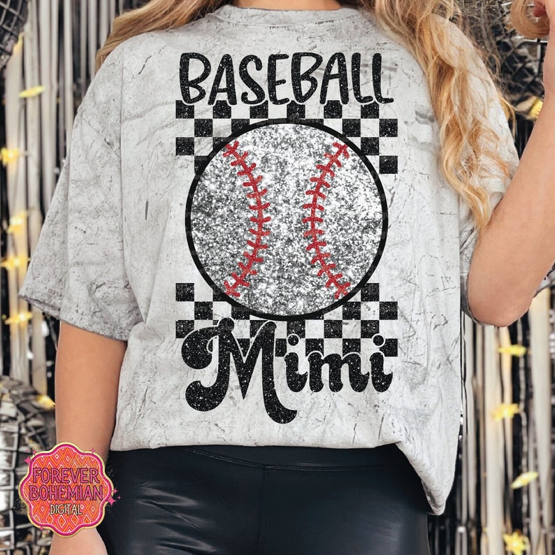 Sparkly Checkered Baseball Mimi PNG, Faux Glitter Baseball PNG ...