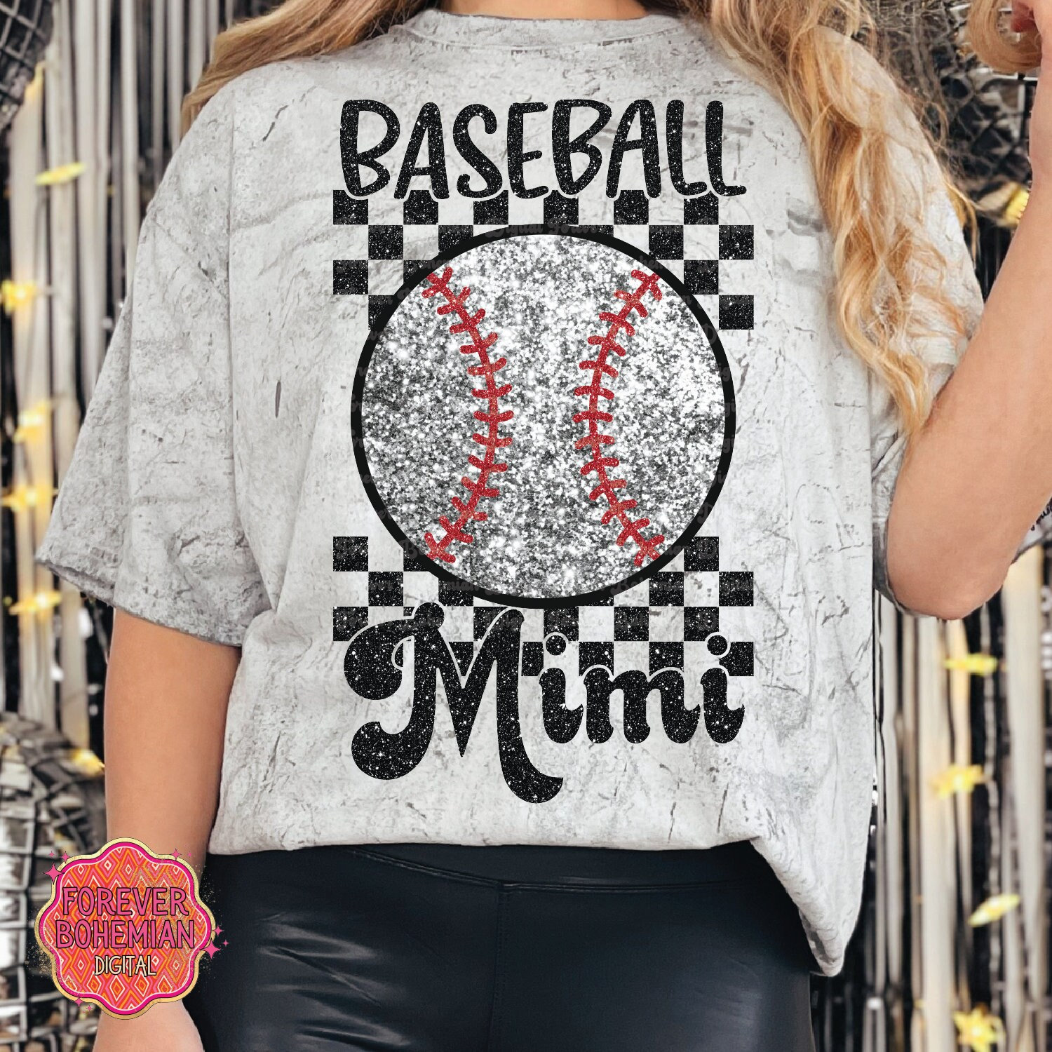 Sparkly Checkered Baseball Mimi PNG, Faux Glitter Baseball PNG ...