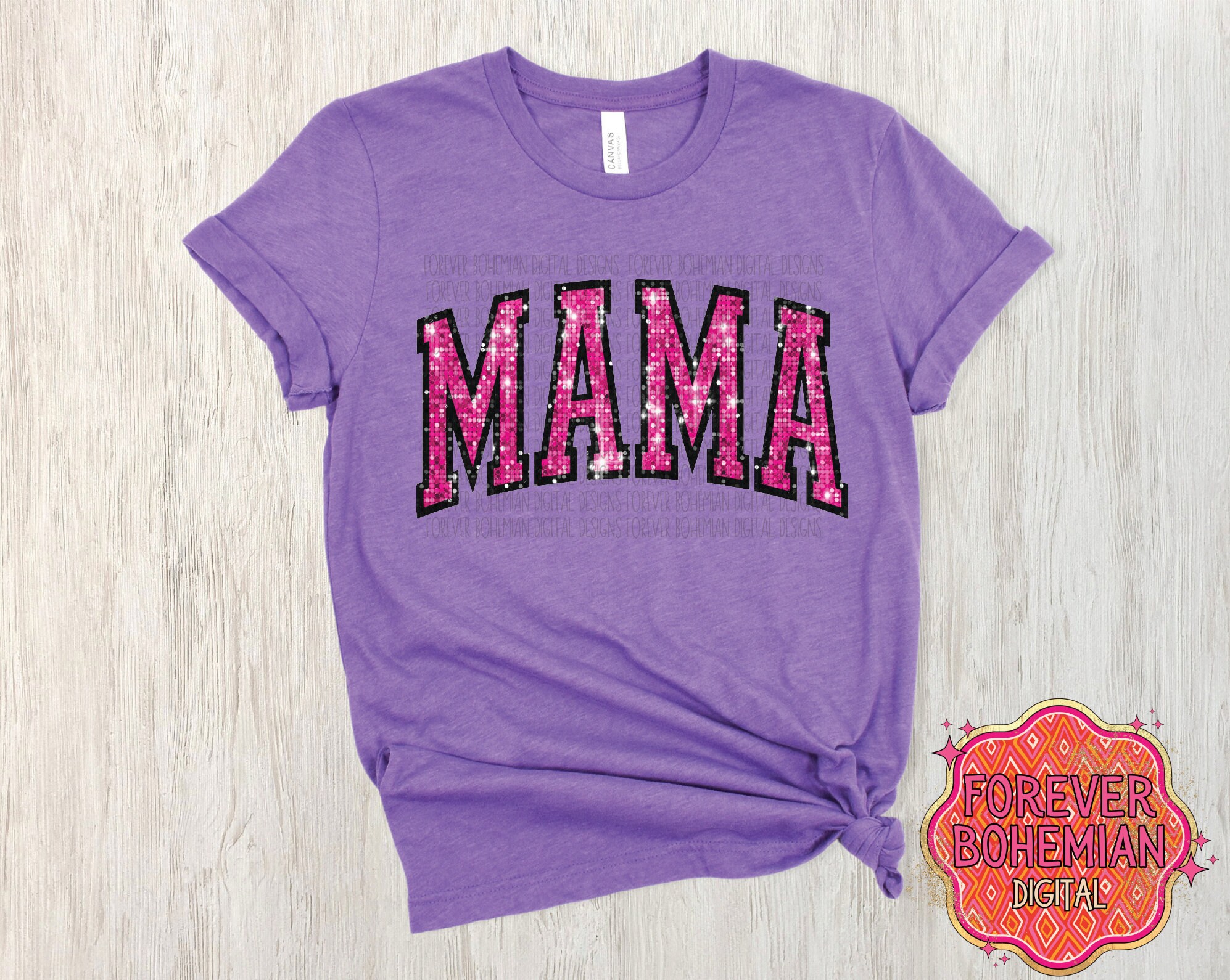 Sparkly Hot Pink Mama Shirt Design PNG Instant Download 300DPI ...