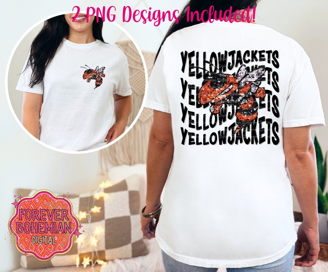 Yellowjackets Faux Sequins PNG, School Mascot Design, Yellowjackets ...