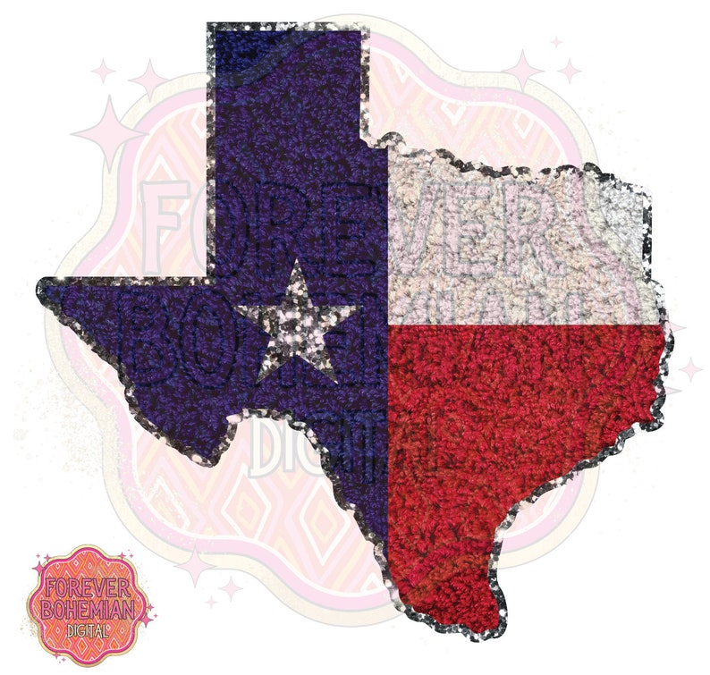 Texas State Flag Faux Chenille Patch Sparkly Star PNG 300DPI PNG ...