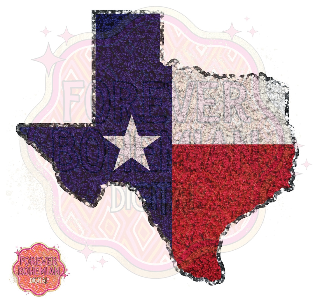 Texas State Flag Faux Chenille Patch PNG 300DPI PNG Instant Download ...