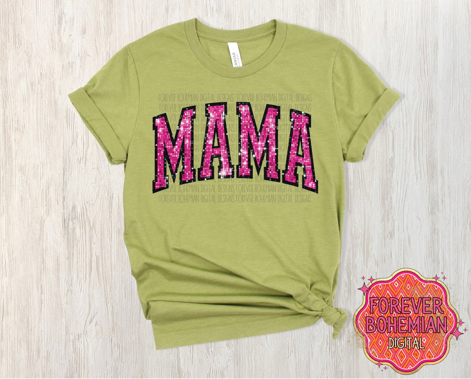 Sparkly Hot Pink Mama Shirt Design PNG Instant Download 300DPI ...