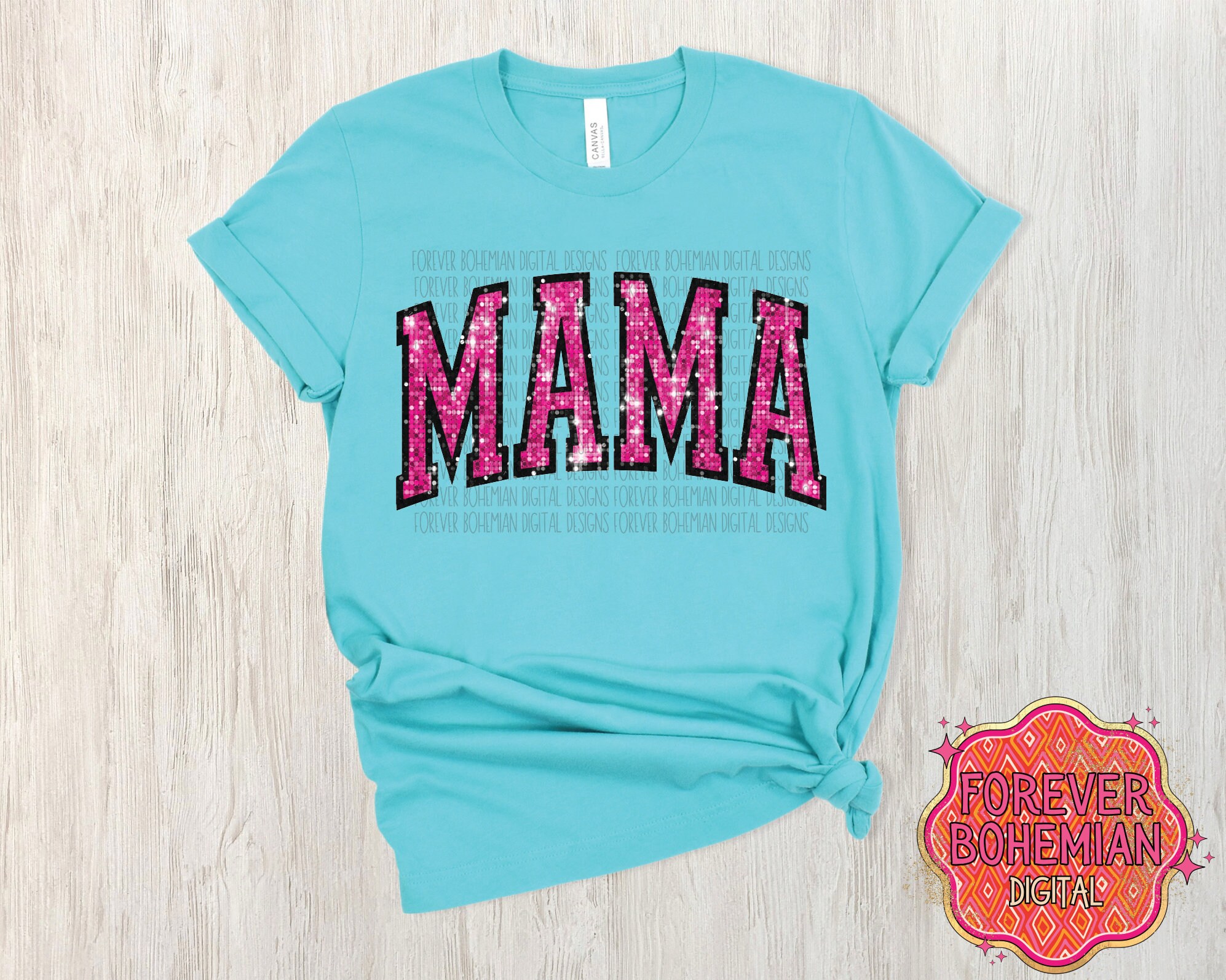 Sparkly Hot Pink Mama Shirt Design PNG Instant Download 300DPI ...