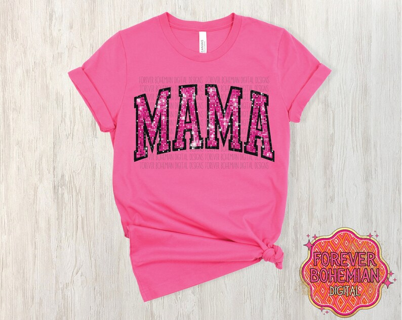 Sparkly Hot Pink Mama Shirt Design PNG Instant Download 300DPI ...