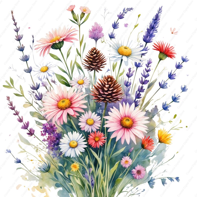 16 Wildflowers Clipart Bundle | Digital Clipart Pack for Scrapbooking ...