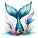 16 Watercolor Mermaid Tail Clip Art: Fantasy Ocean PNG (digital ...
