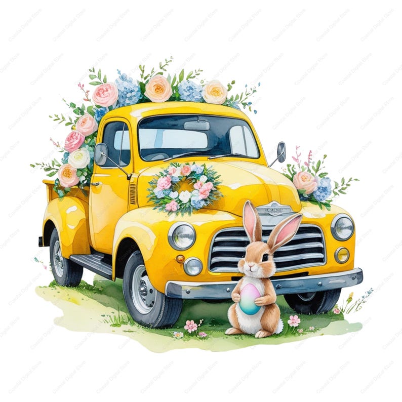 18 Floral Bunny Watercolor Clipart: Easter Spring Set (digital Download ...