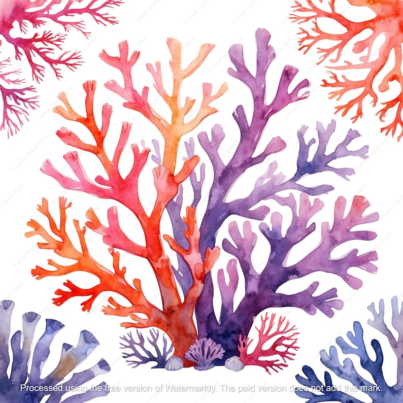 23 Watercolor Under the Sea Clipart Bundle: Nautical Ocean Elements ...