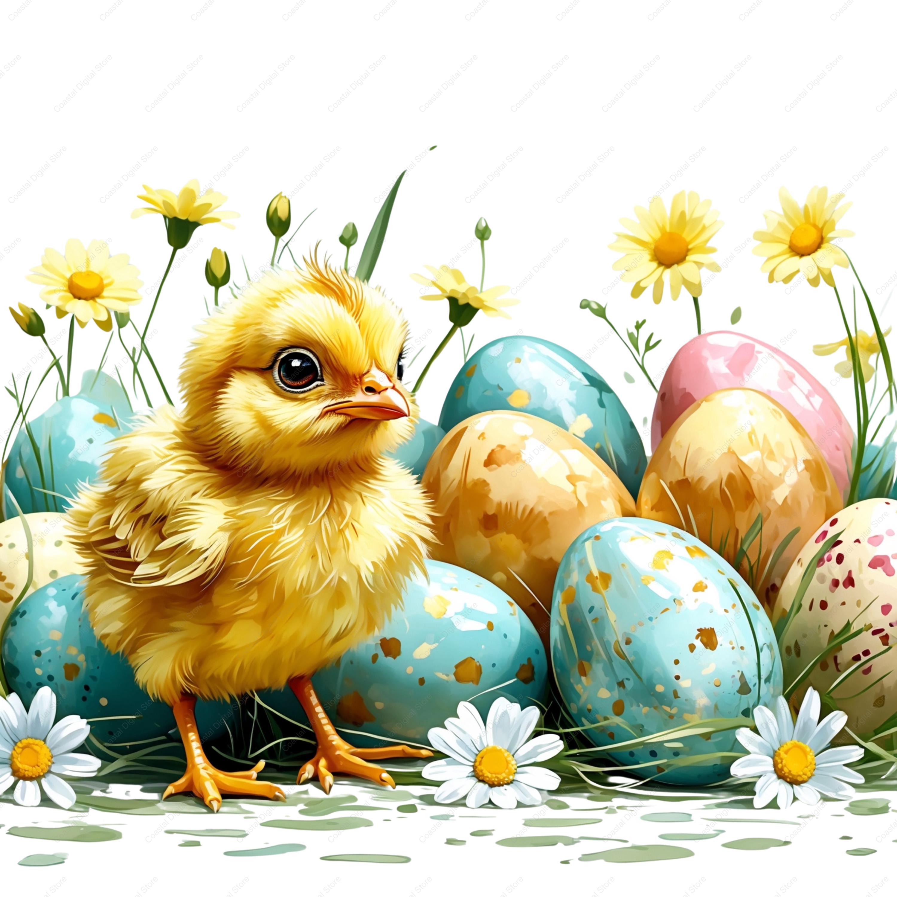 12 Watercolor Easter Chick Clipart: Spring Nursery Art (digital ...