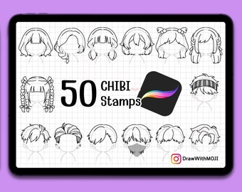 50 Pets Chibi Stamps for Procreate, Character, Anime, Figure, Brushes ...