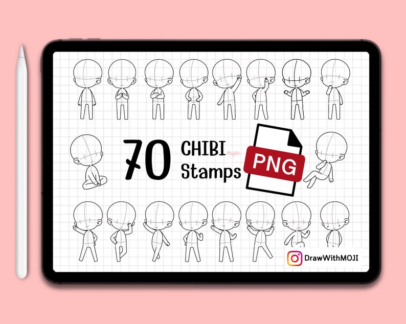 70 Chibi Full Body PNG Ver.1 , Chibi Character, Procreate Brushes ...