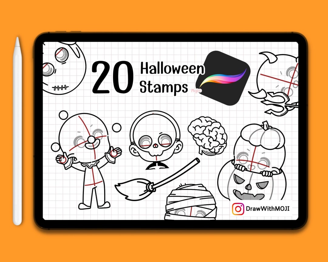 20 Halloween Chibi Stamps for Procreate, Anime Figure, Brushes, Twitch ...