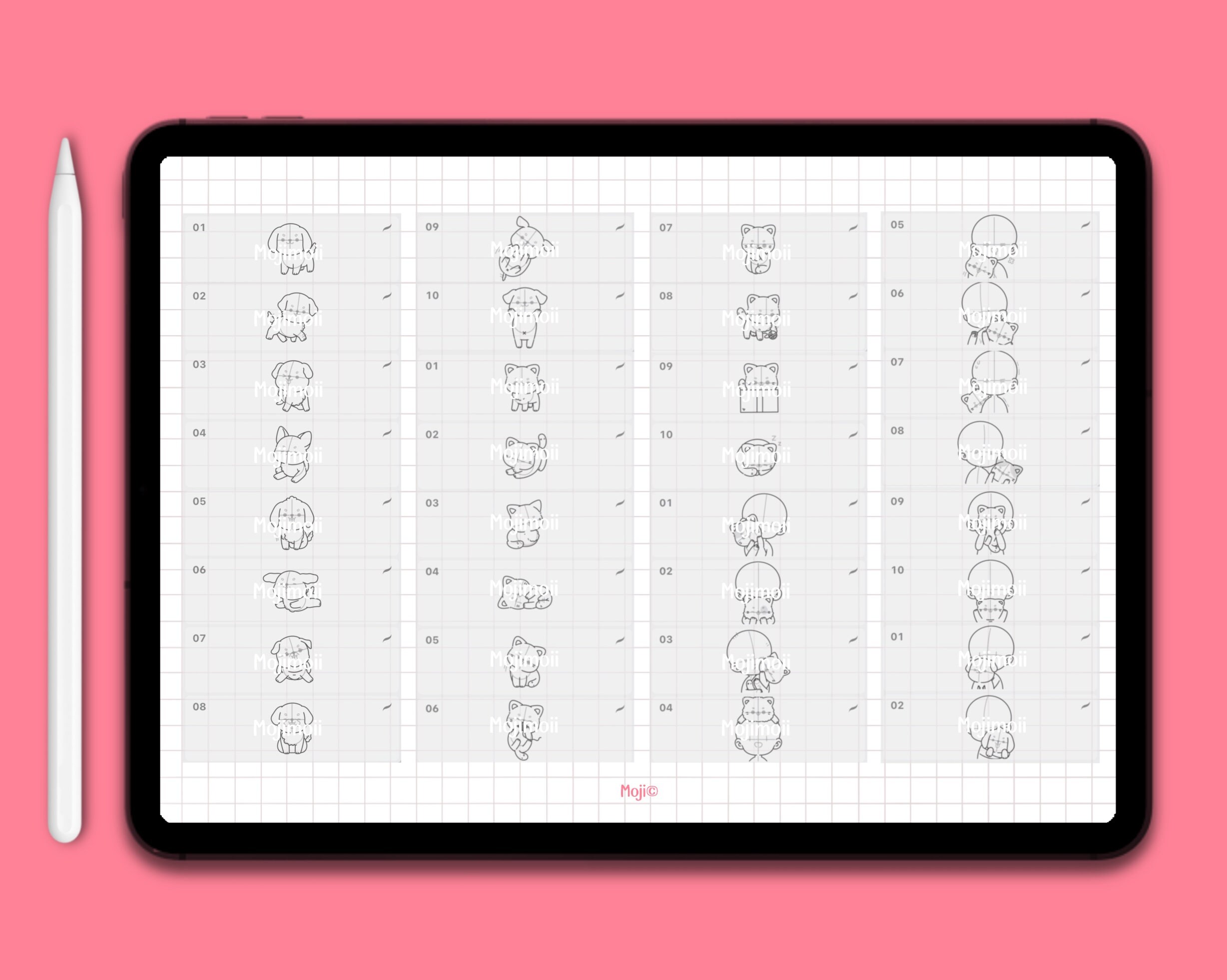 50 Pets Chibi Stamps for Procreate, Character, Anime, Figure, Brushes ...