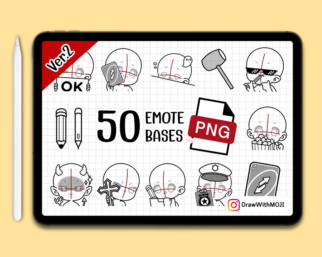 Buy 50 Chibi Emote Bases ver.2 PNG, Anime Figure, Brushes, Twitch ...