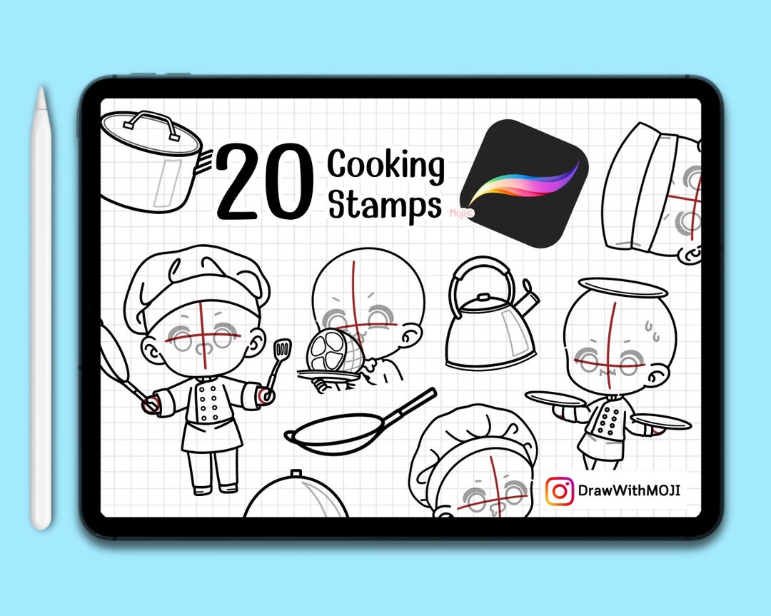 20 Cooking Chibi Stamps for Procreate, Brushes, Twitch Emotes, Discord ...