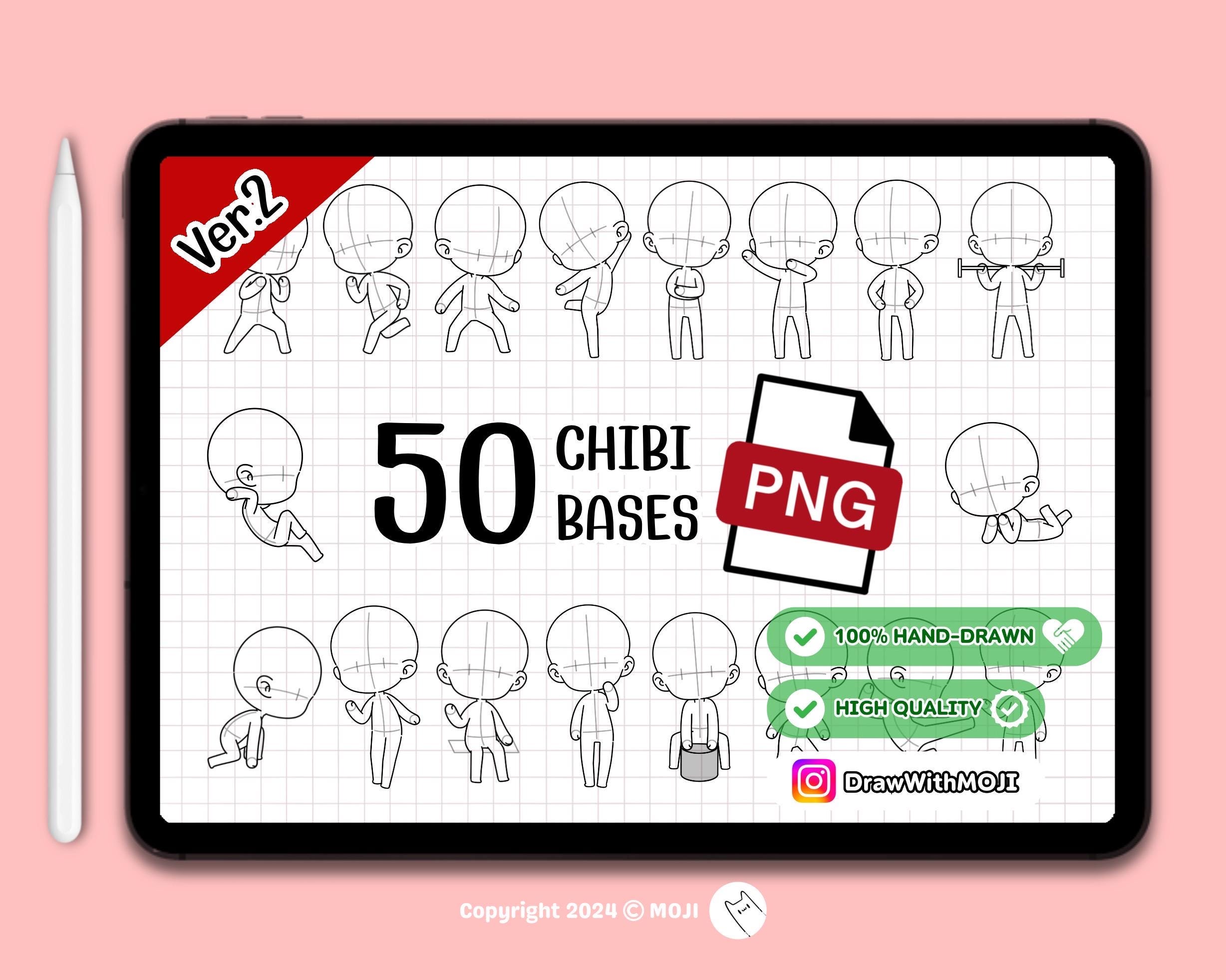 50 Chibi Full Body PNG Ver.2 , Chibi Character, Procreate Brushes ...