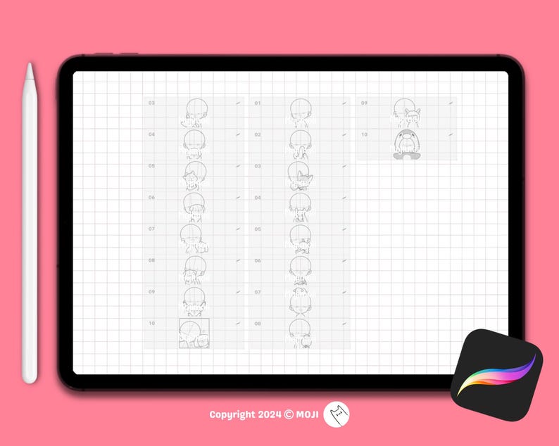 50 Pets Chibi Stamps for Procreate, Character, Anime, Figure, Brushes ...