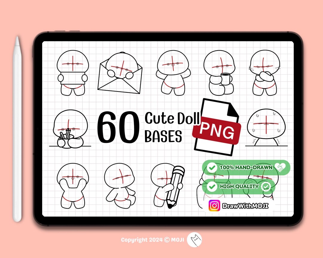 60 Chibi Cute Doll Bases PNG, Anime Figure, Brushes, Twitch Emotes ...