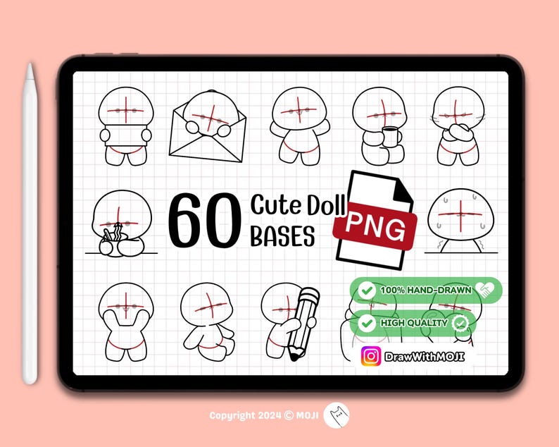60 Chibi Cute Doll Bases PNG, Anime Figure, Brushes, Twitch Emotes ...