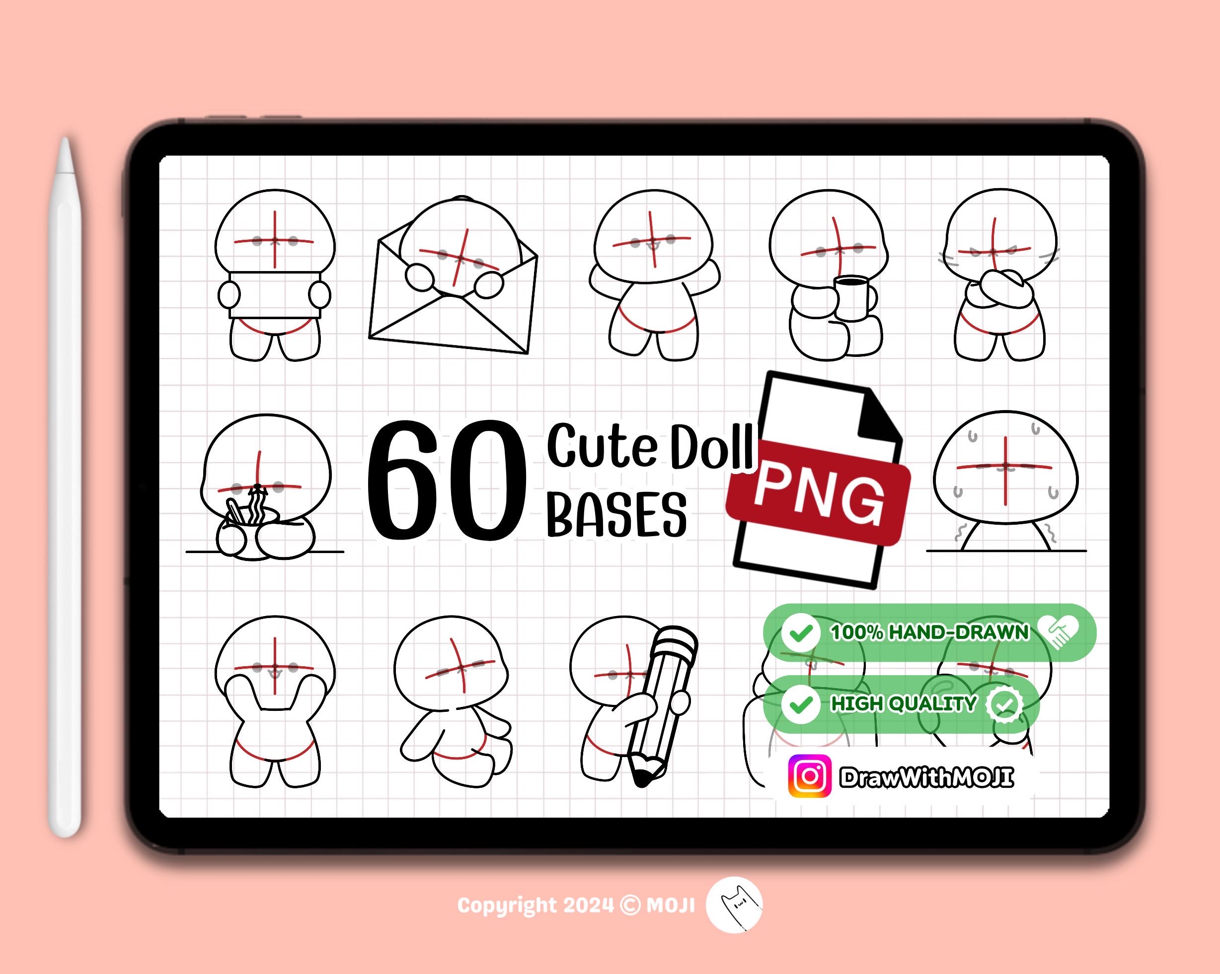 60 Chibi Cute Doll Bases PNG, Anime Figure, Brushes, Twitch Emotes ...