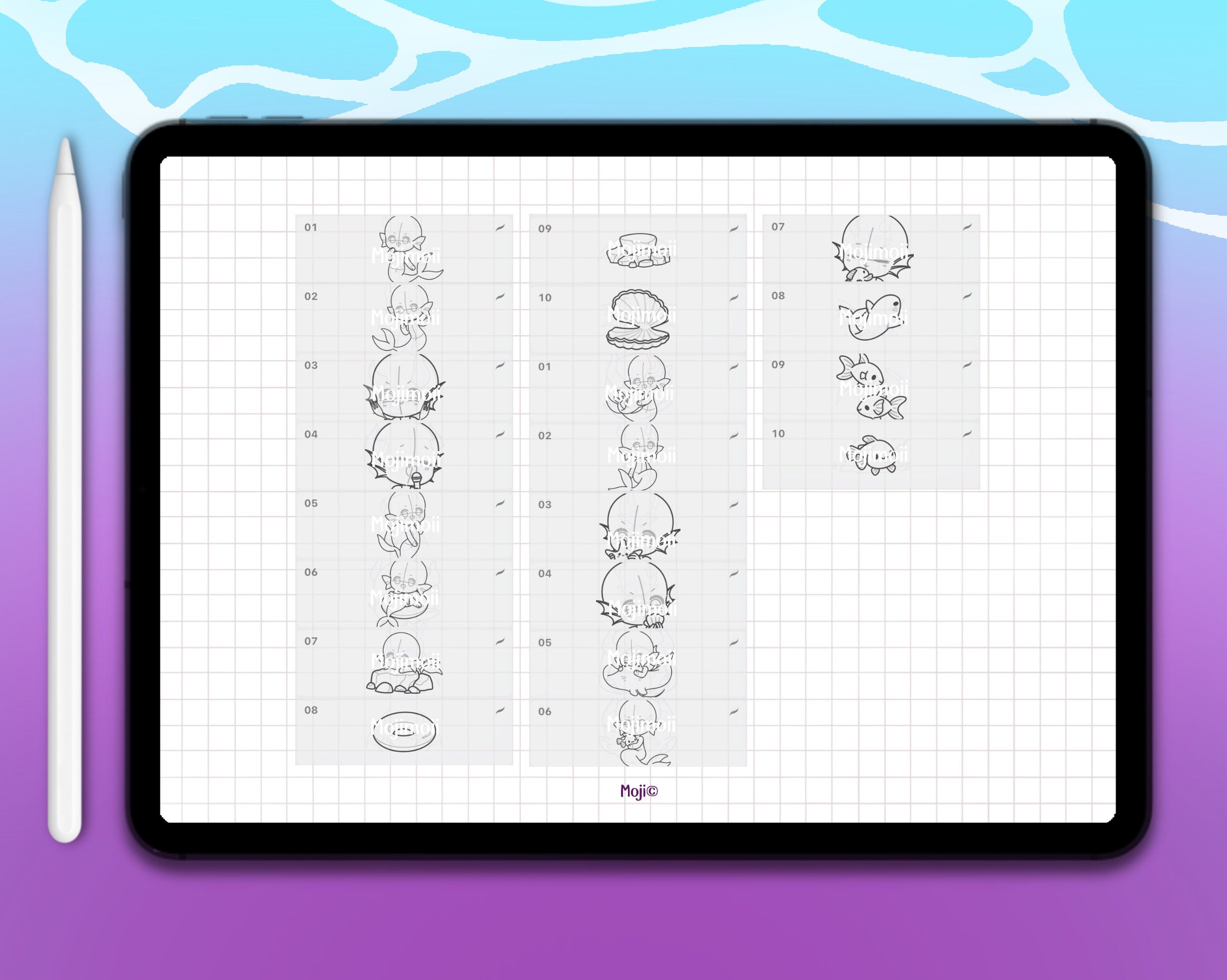 20 Chibi Mermaid Stamps for Procreate, Brushes, Twitch Emotes, Discord ...