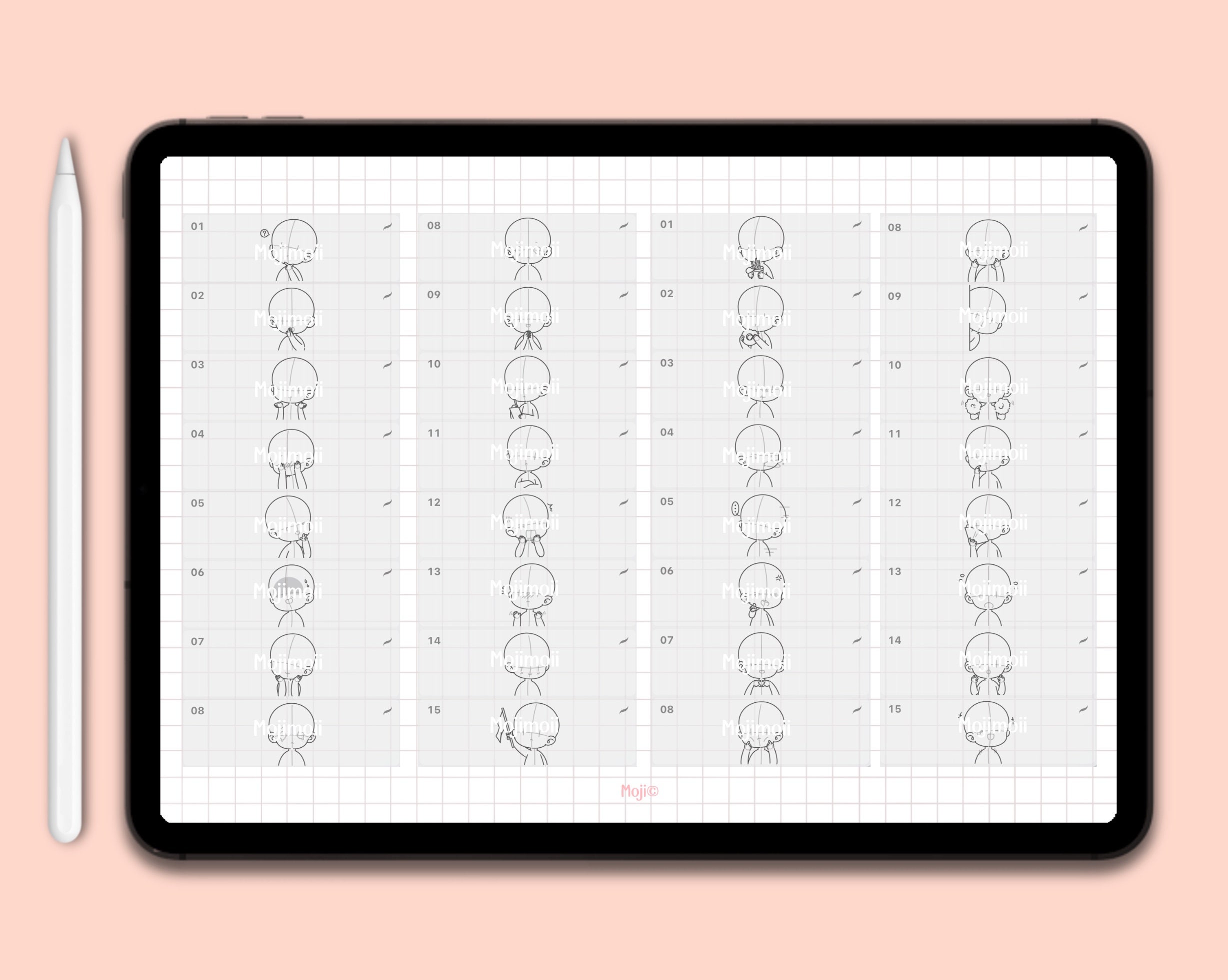 70 Chibi Half Body Stamps for Procreate, Chibi Character Brush ...