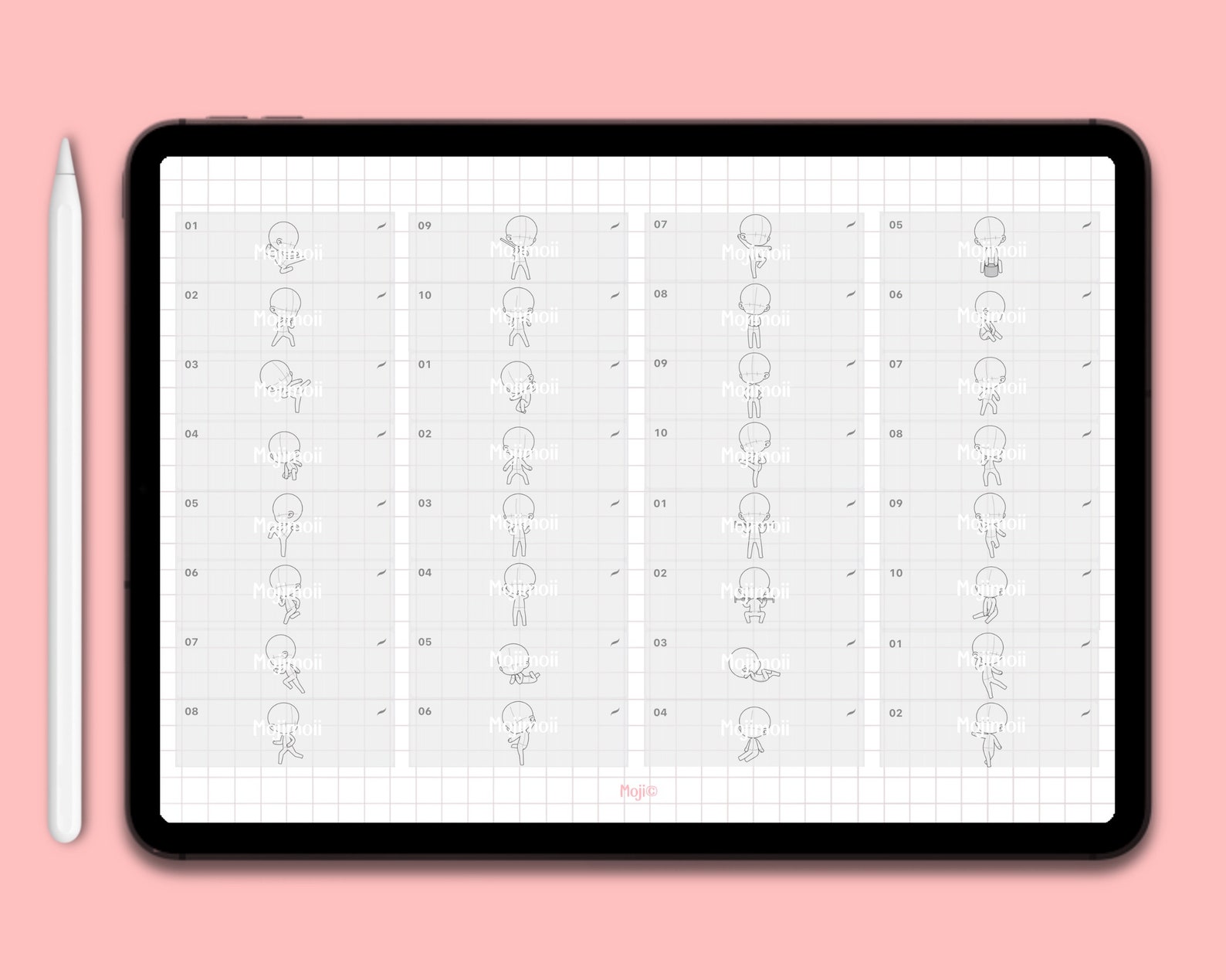 50 Chibi Full Body ver.2 Stamps for Procreate, Chibi Character Brush ...