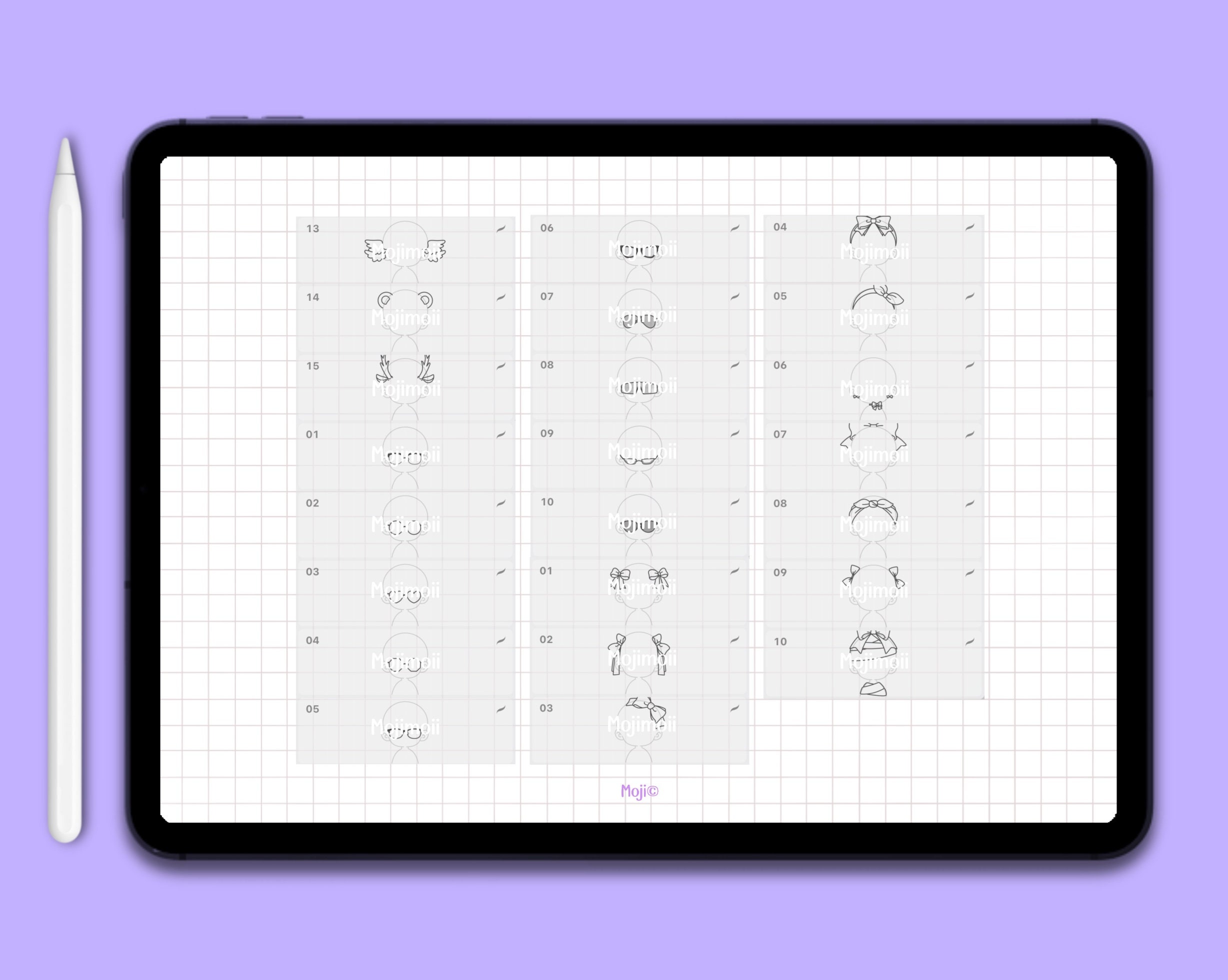 55 Chibi Accessories Stamps for Procreate, Anime, Figure, Brushes ...