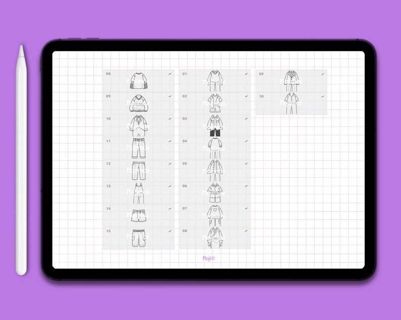 50 Chibi Outfit Stamps for Procreate, Clothes Stamp, Fashion Design ...