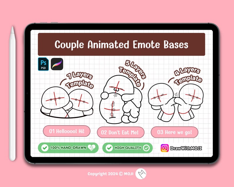 Couple Animated Emote Bases Template V.1 in Procreate and PSD Format ...
