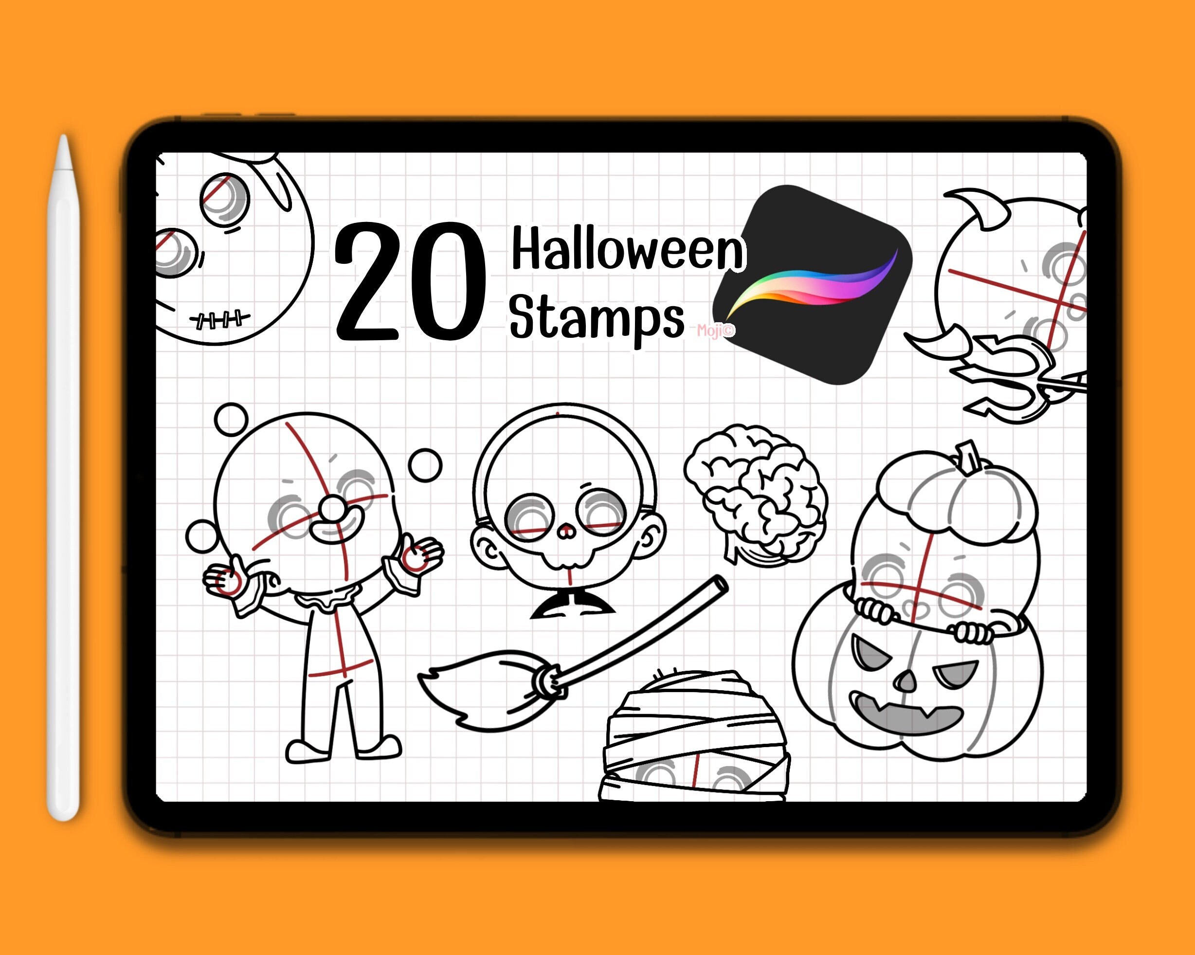 20 Halloween Chibi Stamps for Procreate, Anime Figure, Brushes, Twitch ...
