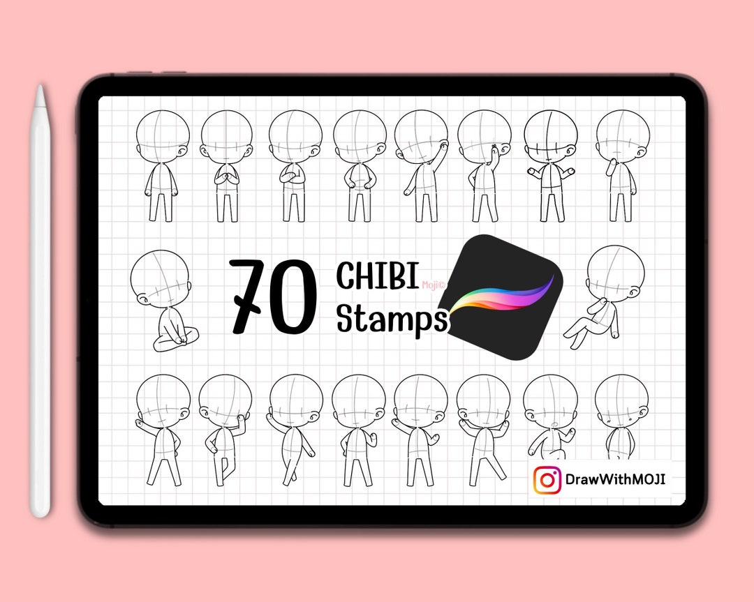 70 Chibi Full Body Stamps for Procreate Ver.1 , Chibi Character ...