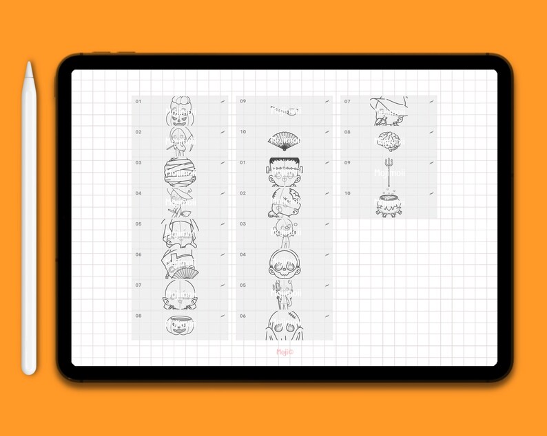 20 Halloween Chibi Stamps for Procreate, Anime Figure, Brushes, Twitch ...