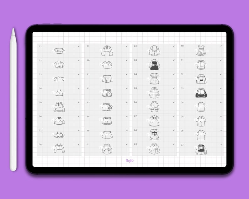 50 Chibi Outfit Stamps for Procreate, Clothes Stamp, Fashion Design ...